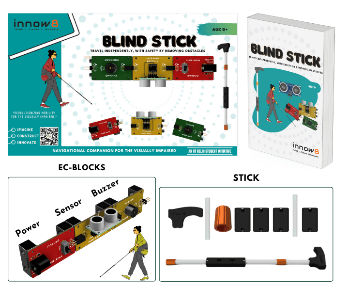 Blind Stick DIY Kit | Plug & Play STEM Kit with Sonar Sensor, Buzzer ...